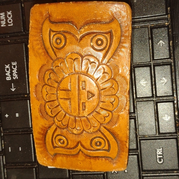 Vintage | Accessories | 7s Brown Tooled Leather Winged Sun God Belt ...